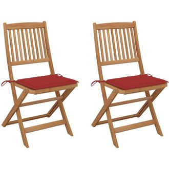 vidaXL Klappbare Gartenst&uuml;hle 2 Stk. mit Kissen Massivholz Akazie vidaXL251767