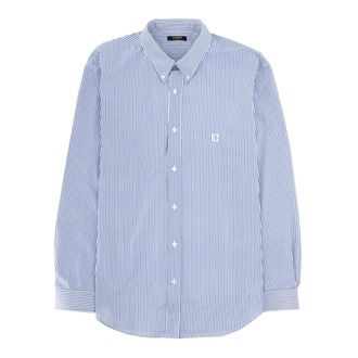 Balmain Besticktes- gestreiftes Popeline Regular Fit Hemd - - Shirts - Herren - Blau - 2XL