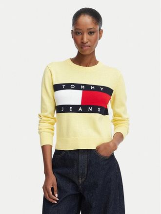 Tommy Jeans Pullover Flag DW0DW22930 Hellgelb Regular Fit