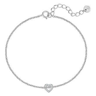 Glanzst&uuml;cke M&uuml;nchen Armband - Sterling Silber Armband Herz - Gr. ONESIZE - in Silber - f&uuml;r Damen