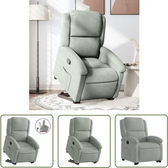 vidaXL Relaxsessel mit Aufstehhilfe Hellgrau Samt - Relaxsessel - Samt Sessel - Elektrischer Liftstuhl - Fernsehsessel - Bequeme Lounge Sessel - The Living