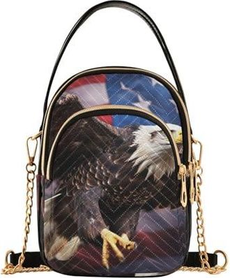 Mnsruu Sac à bandoulière pour femme, motif drapeau aigle, étoiles américaines, rayures, sac à main, petit sac à bandoulière avec sangle réglable