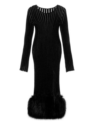 Blumarine robe côtelée à coupe mi-longue - Noir