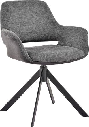 Novel Armlehnstuhl, Grau, Schwarz, Dunkelgrau, Metall, Textil, Drehkreuz, 66x83.5x62.5 cm, Sitzfläche 360° drehbar, automatische Rückholfunktion