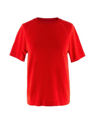 Barrie Red Cashmere Short Sleeve Top Size L