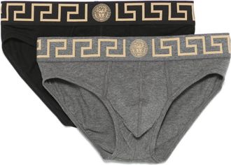 Versace Greca Border Slip (2er-Set) - Schwarz