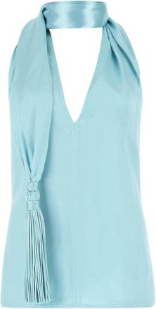 Bottega Veneta Femme, Blouses et Chemises, Bleu, Taille: 34 FR Halter Neck Tassel Top