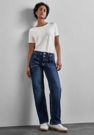 Street One Damen A322255 T-Shirt Mit Artwork, Lucid White,42