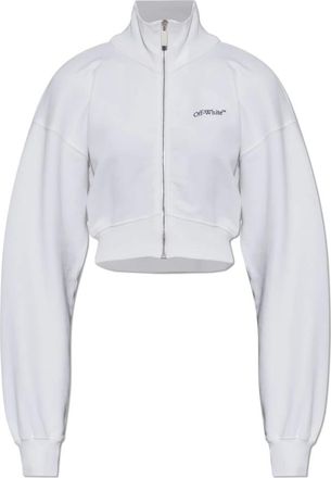Off-white Femme, Sweatshirts et sweats &agrave; capuche, Blanc, Taille: 38 FR SweaT-shirt Court Zipp&eacute;