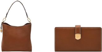 Fossil Damen Jessie Braune Ledertasche und Lennox Portemonnaie, Set