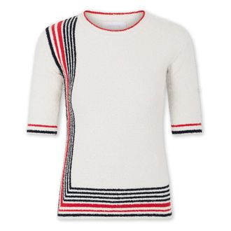 Paco Rabanne Haut ray&eacute; en jersey &eacute;ponge - Femme - Pulls - Blanc - Taille: 36 FR