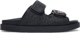 Tommy Hilfiger Pantoletten Tommy Hilfiger Double Strap Raffia FW0FW09122 Schwarz