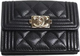 Chanel Pre-owned Boy Caviar Skin Trifold Wallet - Femme - Pre-owned - Noir - Taille: ONE Size
