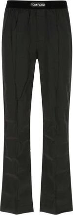 Tom Ford Homme, Sport, Noir, Taille: XL Pantalon de pyjama en satin de soie stretch