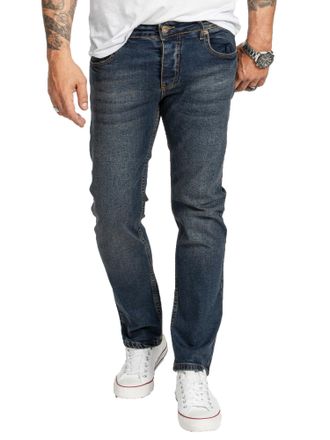 Rock Creek Herren Jeans Regular Fit Stretch Jeans M&auml;nnerhose Herrenjeans Denim Hosen Herrenhose Straight Cut Stonewashed RC-2400 Dunkelblau W38 L34