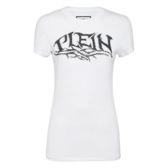 Philipp Plein Femme, Tops, Blanc, Taille: 40 FR T-Shirt Col Rond