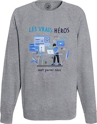 Fabulous Sweatshirt Homme Gris Les Vrais Héros - Développeur Web Informaticien Métier