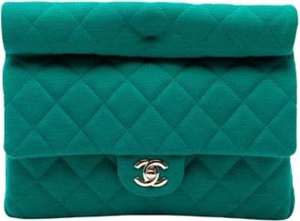 Chanel Sac pochette matelass&eacute; en jersey Pre-owned - Femme - Pre-owned - Vert - Taille: ONE Size