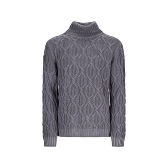Pantaloni Torino Geometrischer Zopf Langarm Pullover - - Knitwear - Herren - Grau - M