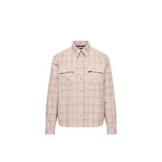 Moncler Moncler Chemise &Agrave; Manches Longues En Coton M&eacute;lang&eacute; &Agrave; Carreaux, Femme, Blanc, Taille: Xl