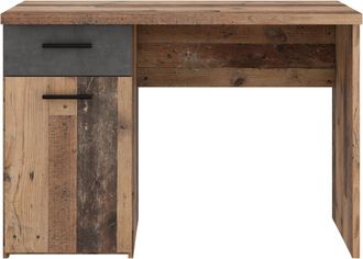 M&ouml;belando Schreibtisch >Winnie< in Old-Wood Vintage Dekor mit Betonoptik Dunkelgrau bietet eine stabile Arbeitsfl&auml;che (110x76,3x60 cm), 1 Schublade und 2 Dreht&uuml;