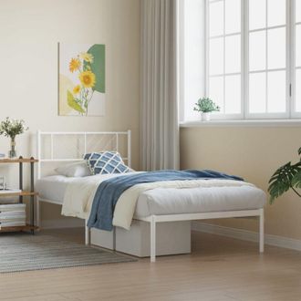 vidaXL Cadre de lit métal sans matelas avec tête de lit blanc 80x200cm Vidaxl