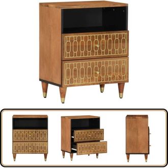 vidaXL Nachttisch 50x33x62 cm Massivholz Mango - Nachttisch - Mangoholz - Vintage Stil - Handgefertigt - Wohnzimmer