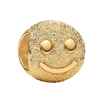 Pandora Moments Strukturiertes Gl&uuml;ckliches Gesicht Mini-Charm mit 14k vergoldete Metalllegierung, Kompatibel Moments, 764526C00