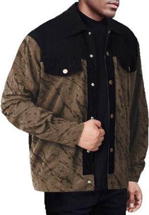 Generic Veste polaire pour homme - Haut chaud pour lautomne et lhiver - Velours côtelé double couleur craquelée - Pour la vie quotidienne, cadeaux de Noël, ka