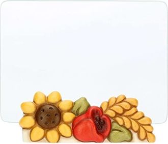 Thun Bilderrahmen aus Keramik, handverziert mit Sonnenblume und Mohnblume und Bilderrahmen aus Glas, Linie Blumen und Muster, 16 x 8 x 6 cm H