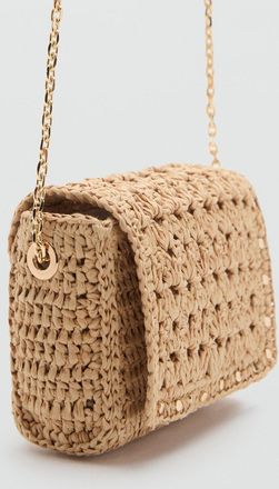 Mango Mini-Umhängetasche aus Naturfaser beige - Damen - Einheitsgröße - MANGO
