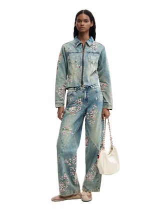 Desigual Veste en jean brod&eacute;e - Bleu