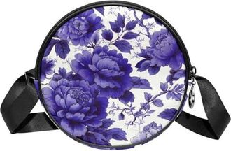 Generic Sac &agrave; bandouli&egrave;re Circle pour femme, petit sac &agrave; bandouli&egrave;re violet pivoine avec fermeture &eacute;clair, bretelles r&eacute;glables, sac &agrave; main rond d&eacute;contract&eacute; po