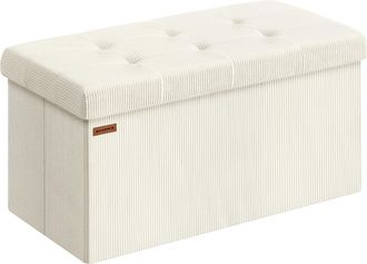 Songmics Sitzbank mit Stauraum, klappbare Fußbank, 38 x 76 x 38 cm, Bettbank, Aufbewahrungsbox, bis 300 kg belastbar, Wohnzimmer, Schlafzimmer, Eingangsbereich