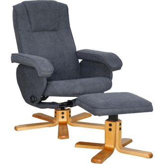 SVITA Charles Relaxsessel Hocker Sessel Fernsehsessel Drehsessel Polyester Holz Dunkelgrau - Svita