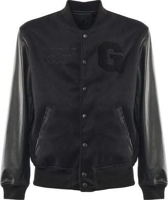 Giuliano Galiano Varsity leather-sleeve button jacket - Noir