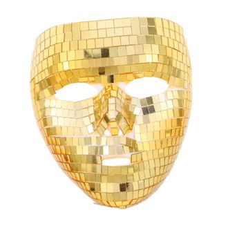 Aboofan Disco Maske Glitzer Spiegel Vollgesichtsmaske f&uuml;r Halloween Karneval B&uuml;hnenauftritte Faschingsmasken Basteln Party Dekoration Gold