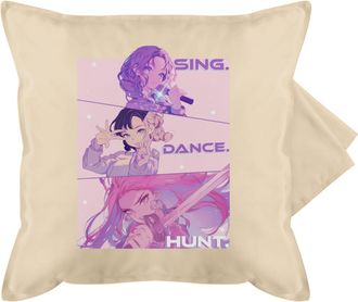 Shirtracer Kissenbezug - Anime Kissen - Sing. Dance. Hunt. - Kostüm K-Pop Merch - 50 x 50 cm - Beige Natur - k pop Demon Hunter Pillow case kpop Hunters bezug dä