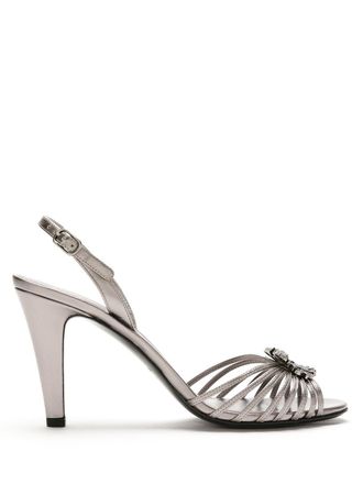Valentino Garavani sandales 90mm orn&eacute;es de cristal - M&eacute;tallis&eacute;