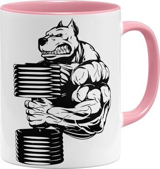 OM3 Pitbull-Gym - Tasse | Keramik Becher | 11oz 325ml | Beidseitig Bedruckt | Rosa