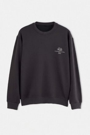 Trendyol MAN Herren Grau Mit Slogan Lang, Oversize Sweatshirts
