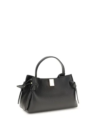 Yuzefi Womens Shoulder Bag Gyoza Black Leather Calf