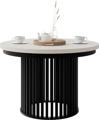 Mirjan24 Ausziehbarer Tisch Kogolo 100, Runder Esszimmertisch f&uuml;r 2-4 Personen, Beine aus Buchenholz, Praktischer Tisch f&uuml;r K&uuml;che, Geeignet f&uuml;r Wohnzimmer (Cas