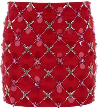 Des_Phemmes Crystal Lattice Micro Skirt - - Skirts - Damen - Rot - 2XS