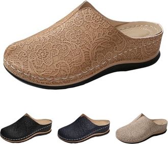 Generic Pantoufles pour femme - Style romain - Style romain - Style décontracté - En cuir souple - Légères - Rétro - Avec baskets orthopédiques - Bout rond - 