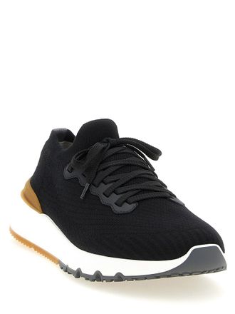 Brunello Cucinelli Running Sock Lace-Up Sneaker - Black