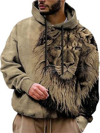 Keephen Sweats &agrave; Capuche pour Hommes - Animal Lion Sweat-Shirt &agrave; Capuche &agrave; Capuche &agrave; Manches Longues &agrave; Impression num&eacute;rique 3D avec Poche