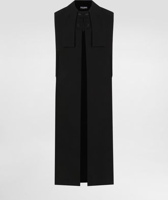 Dolce & Gabbana Cape Aus Wollkrepp - Frau M&auml;ntel Und Jacken Schwarz 42