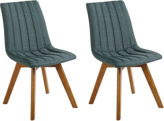 Beliani Bequemes Esszimmerstuhl Set 2 Stühle Polsterbezug Holzbeine dunkelgrün Calgary