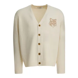 Maison Kitsun&eacute; Fox Head Intarsia Merino Cardigan - - Knitwear - Herren - Beige - L